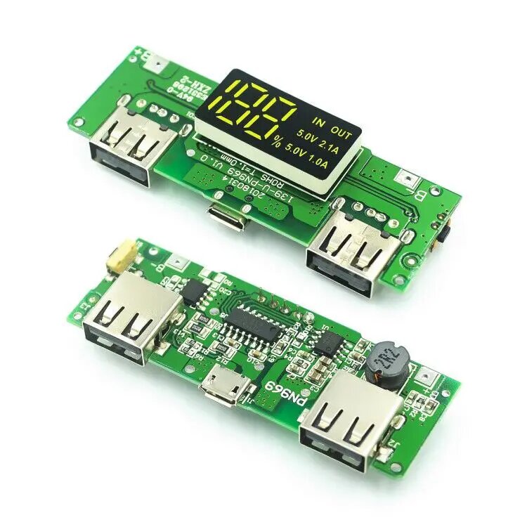 Модуль зарядки аккумулятора 18650 с 3 USB, 5V 2A 1A