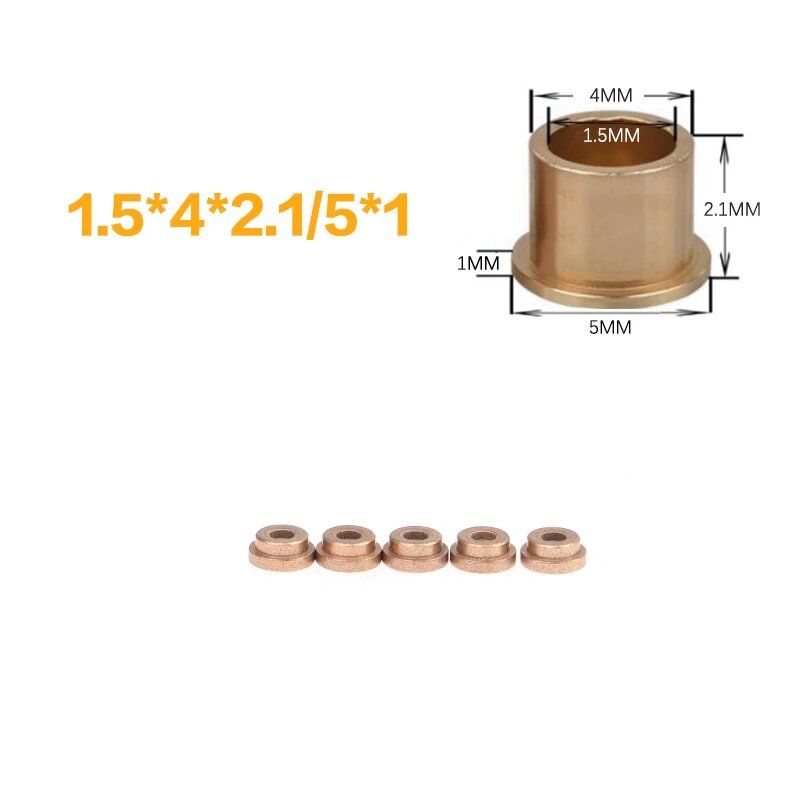 Латунные подшипники самосмазывающиеся 1.5x4x2.1, 5 шт.
