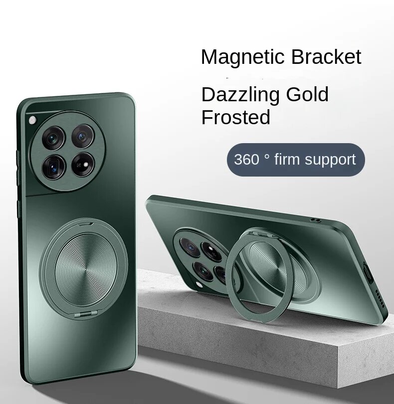 Чехол для OnePlus 12 12R 11 11R 10T, жесткий матовый чехол с кольцом, магнитная защитная задняя крышка, чехол для телефона One Plus 12R 11R 10T green, For OnePlus 12
