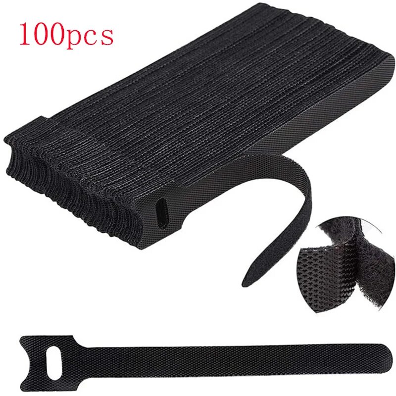 20/50 шт. Т-образный кабельный стяжной провод, многоразовый шнур, органайзер, провод 15*1,2 см, цветной компьютерный кабель для передачи данных, силовой кабель, стяжные ремни Black 100pcs