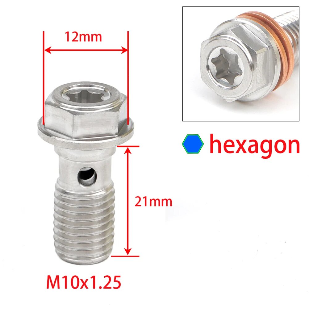 Универсальный мотоциклетный тормозной суппорт, банджо, прокачивающий винт, ниппель из нержавеющей стали 304, для Honda Yamaha Kawasaki Suzuki, мотокросс Белый, M10x1.25 hexagon