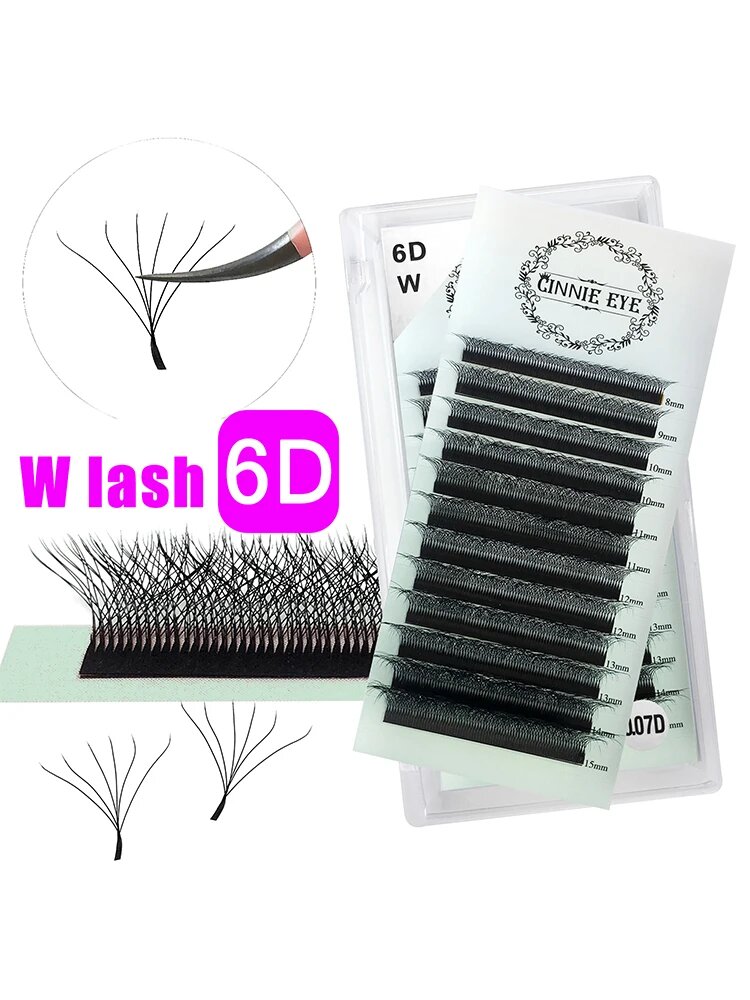 CINNIE EYE 6D W ресницы, 8-13mm MIX, D изгиб, 0.07mm