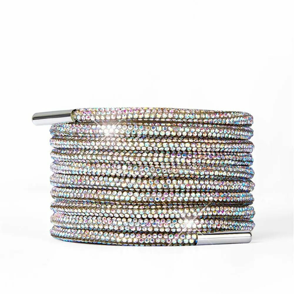 Шнурки со стразами 100/120/140/160 см Серебряный, 160cm, multicolor