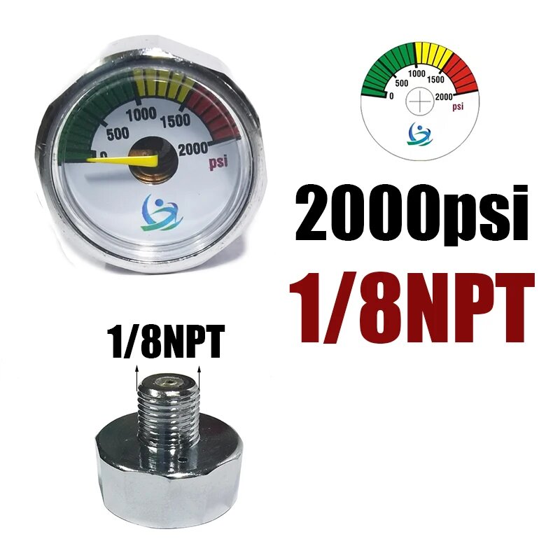 Манометр 2000psi 1/8NPT из нержавеющей стали