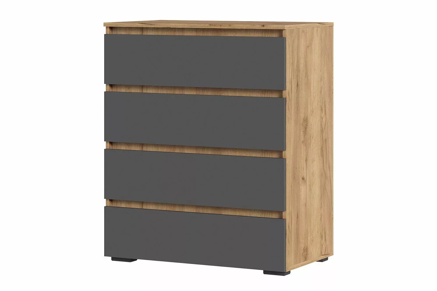 Комод 4 ящика «Хелен» КМ 02 ЛДСП, без ручек, серый графит/дуб крафт золото (800х460х958)