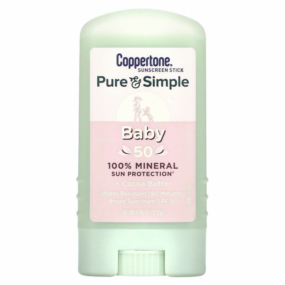 Coppertone, Baby, Pure & Simple, солнцезащитный стик, SPF 50, 13,9 г (0,49 унции)