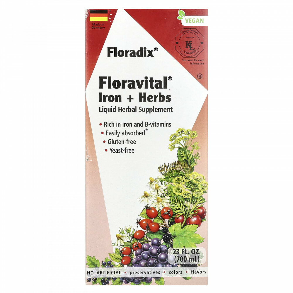 Floradix, Floravital®, железо и травы, 700 мл (23,7 жидк. Унции)