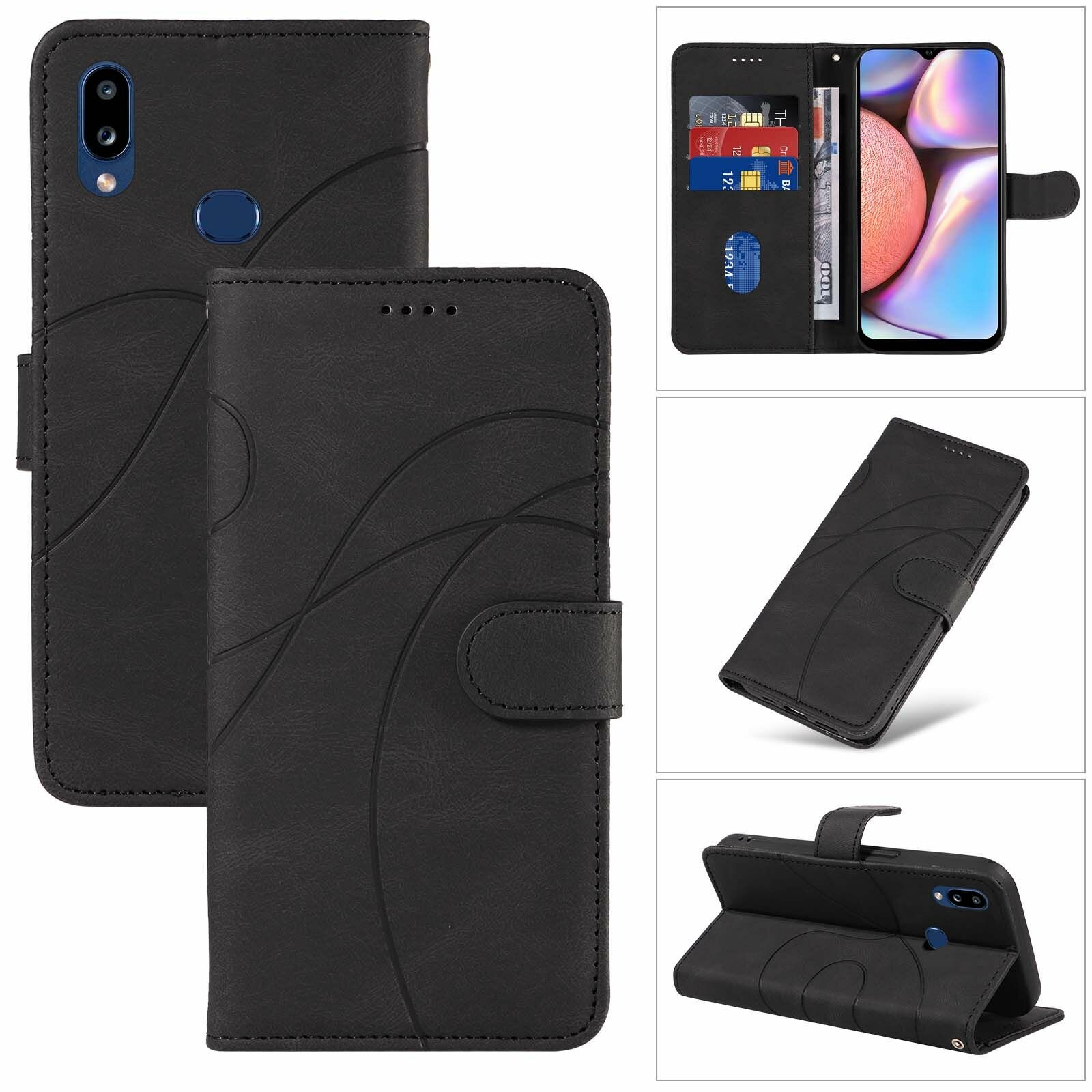 YIKATU Чехол-книжка для Samsung Galaxy A10s / Самсунг Галакси А10s кожаный чехол с магнитной застежкой и слотом для карт и ремешком на руку