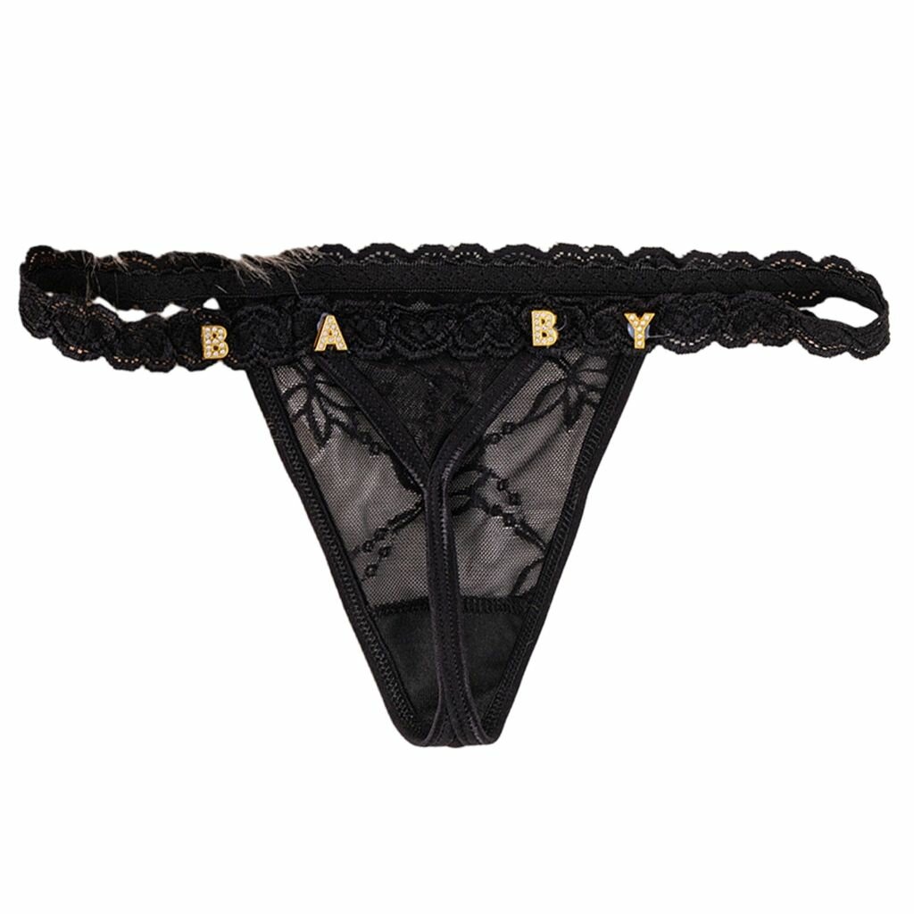 Сексуальные женские стринги с открытыми бедрами и заниженной талией-черный