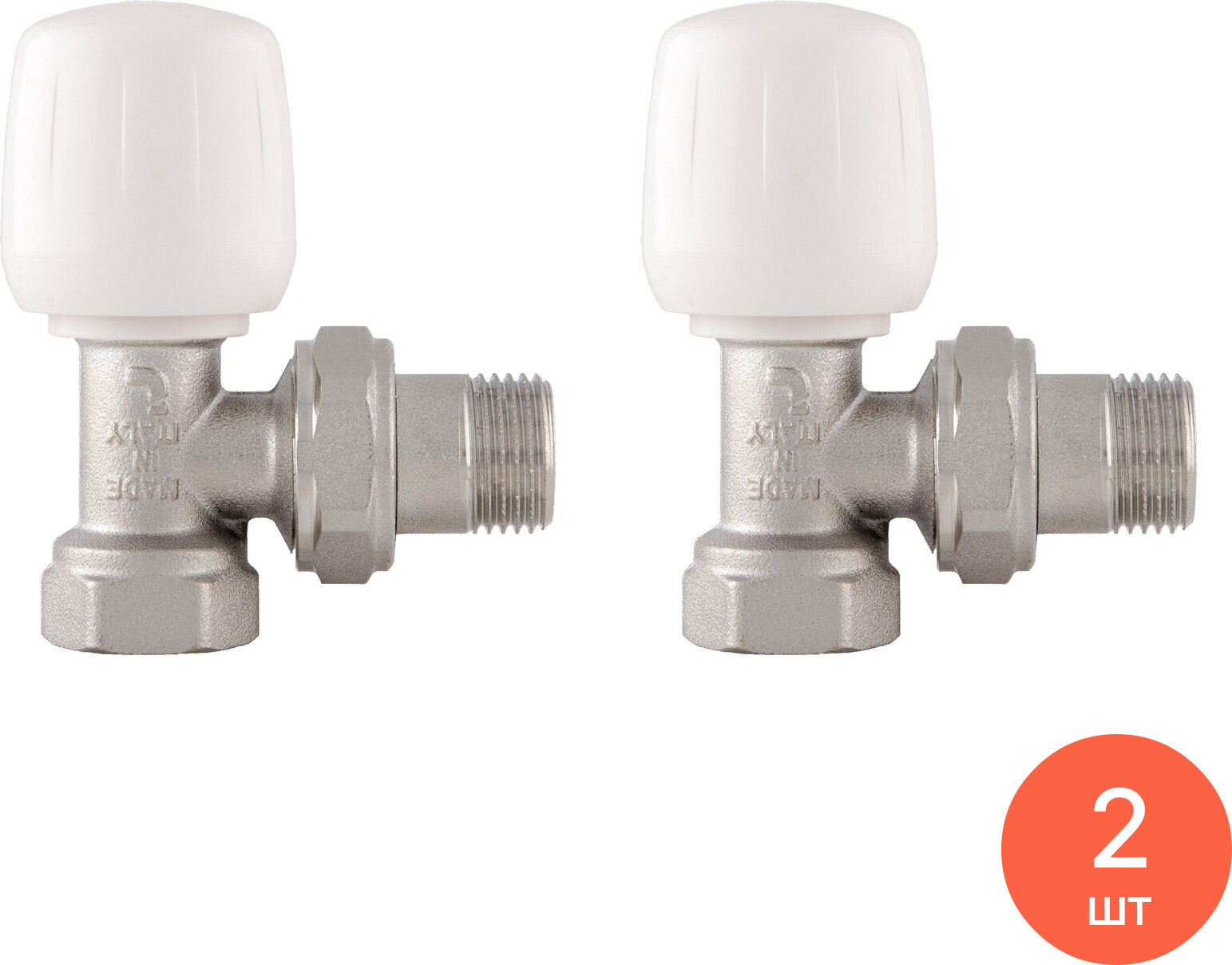 Вентиль для радиатора Itap / Итап перекрывной угловой со сгоном, в корпусе из латуни, 1/2", 10бар, 110°C / водоснабжение (комплект из 2 шт)