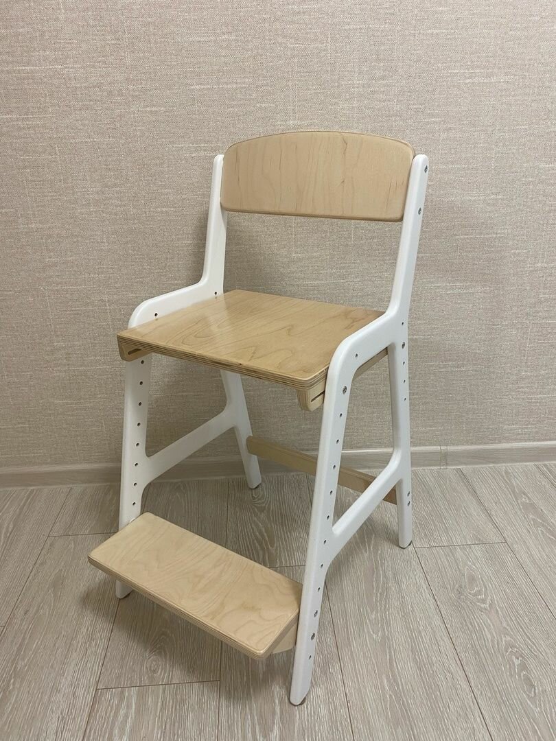 Детский растущий стул для школьника "Школьник - 3" (белый+лак исп 2)
