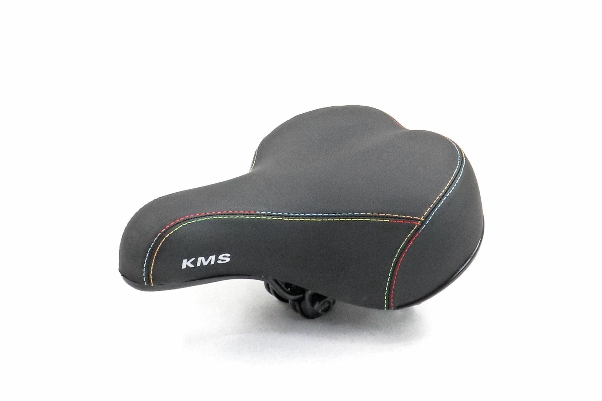 Седло вело на пружинах с цветной строчкой "KMS" (195х240)