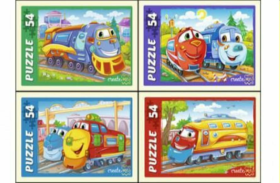 Пазлы 54 деталей. Паровозики (в ассорт.) П54-6344, (Рыжий кот)