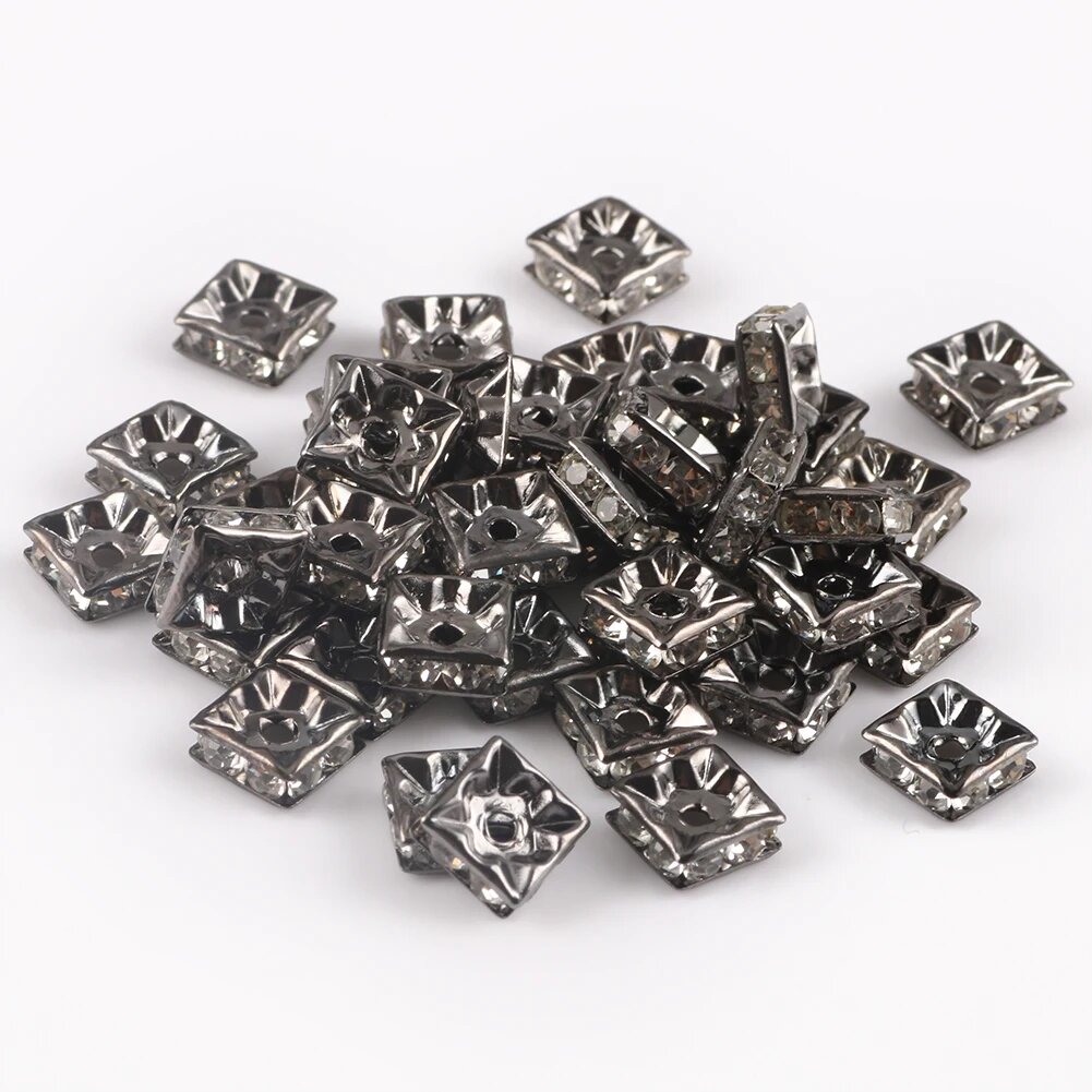 50 шт. квадратные металлические бусины AOHAYOOMQ золотые/серебряные 6/8 мм 8mm about 50pcs, gun black
