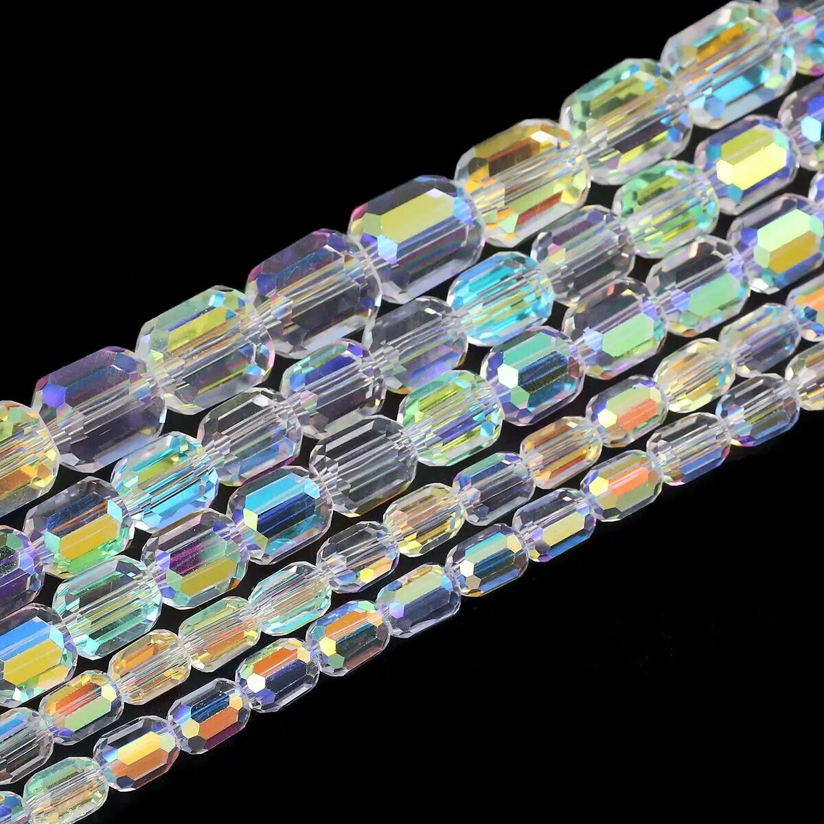 Бусины BTFBES стеклянные граненые цилиндры AB 4/6/8 мм 4mm About 76pcs