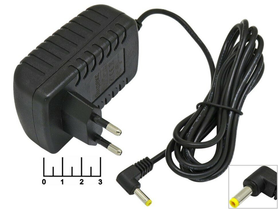 Блок питания 15V 1.2A AC-N1420-Y-2M импульсный (4.0*1.7) (+ внутри) (угол) Яндекс