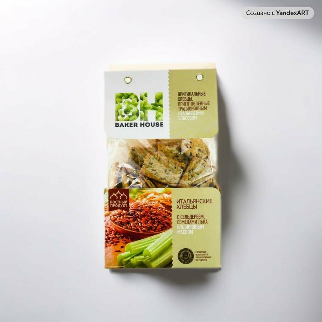 Baker House Хлебцы Итальянские с сельдереем, семенами льна 250 гр