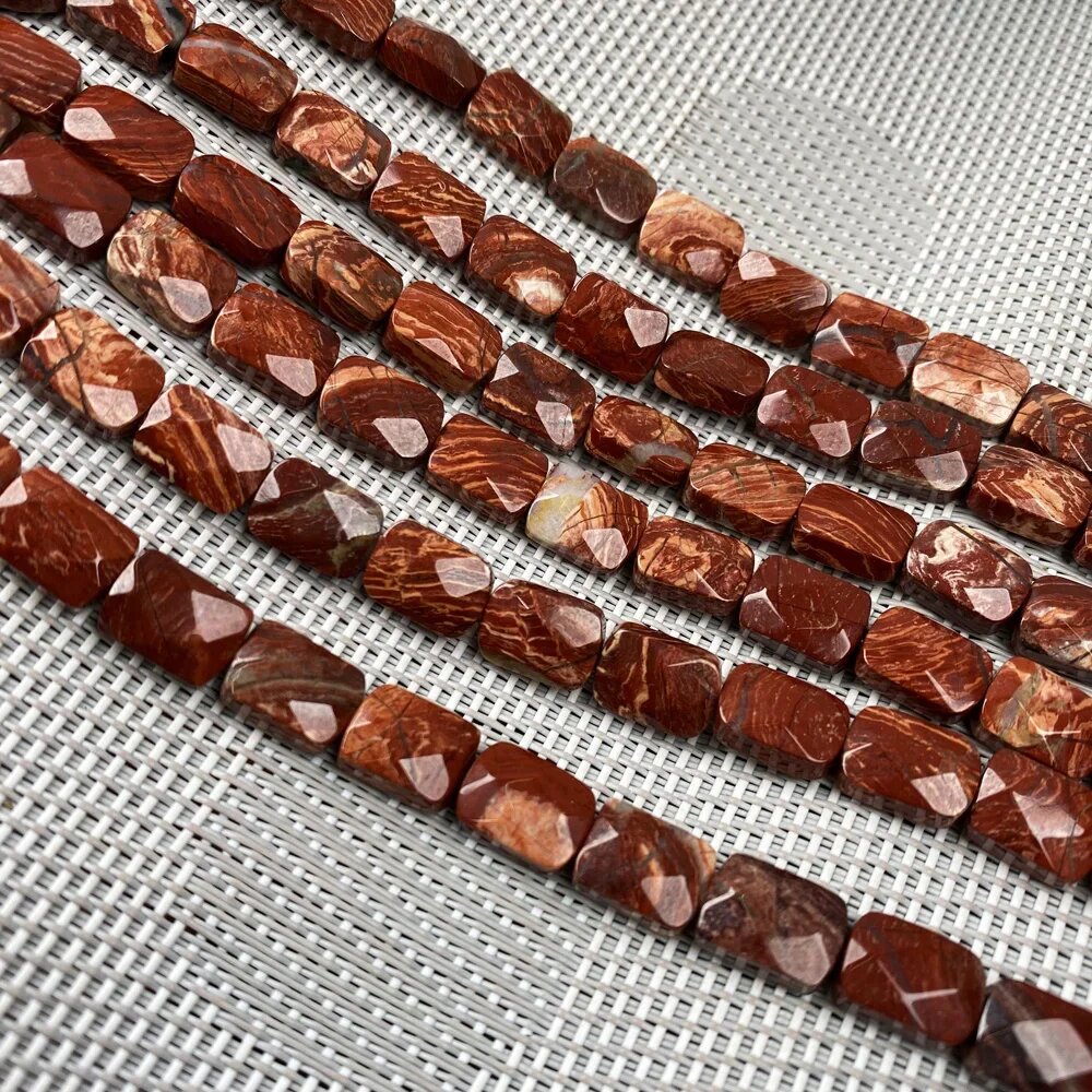 Квадратные бусины из агата 18 штук Коричневый, Rainbow Stone