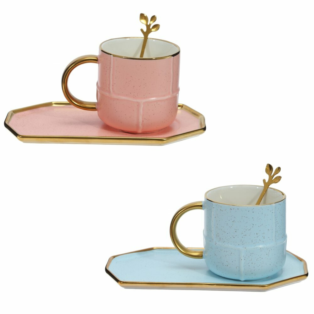 Кружка с блюдцем и ложкой, 2в.(цена за 1 шт.) 300 мл, L20,5 W10,5 H8 см.