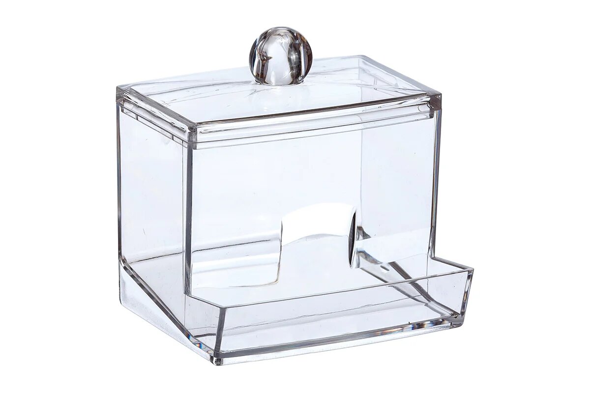 IDEA Прозрачный контейнер для ватных палочек М 1603 - компактный держатель с крышкой