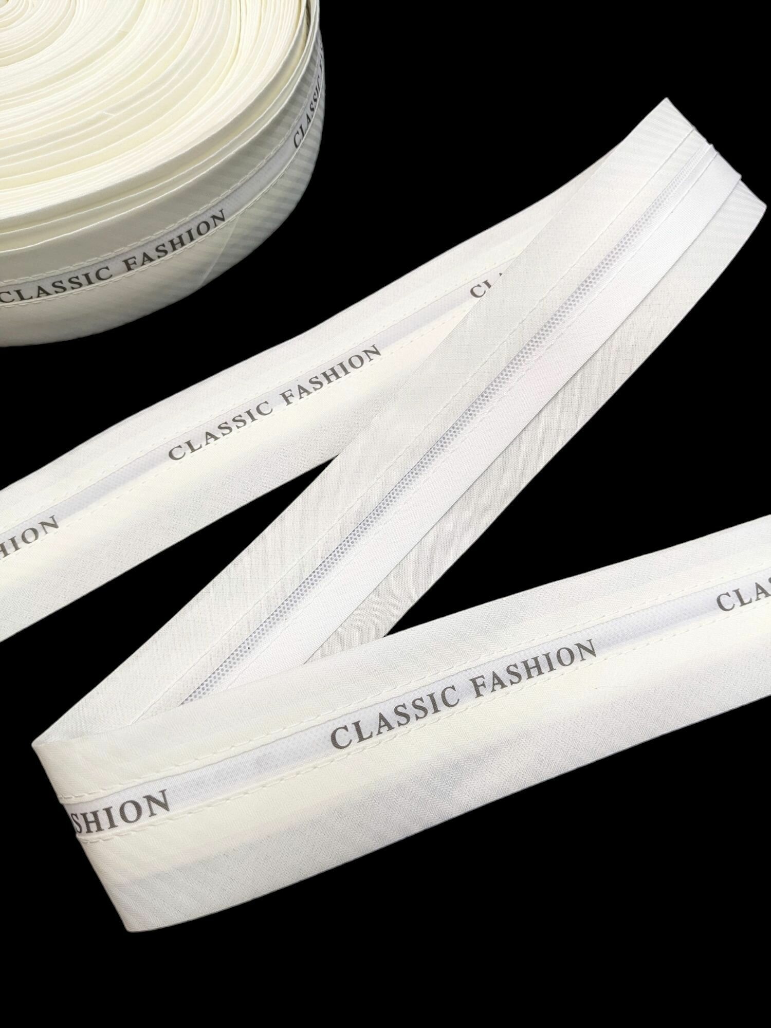 Лента корсажная с надписью шир. 5,5 см, 5 метров, айвори