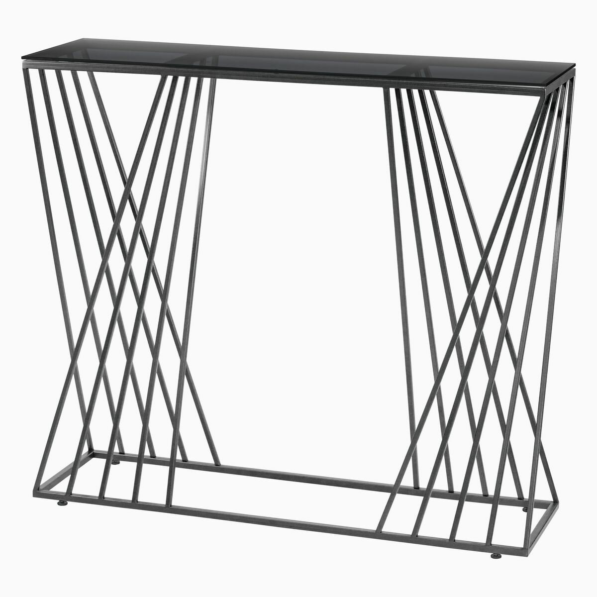 Консольный столик, напольная консоль AMSTERDAM 800х875х250мм (черный/стекло серое графит)