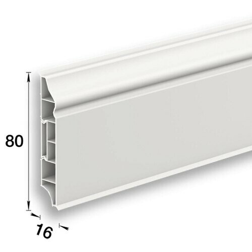 Дюрополимерный плинтус Идеал Дюра 80 мм Фигурный молочно-белый 037