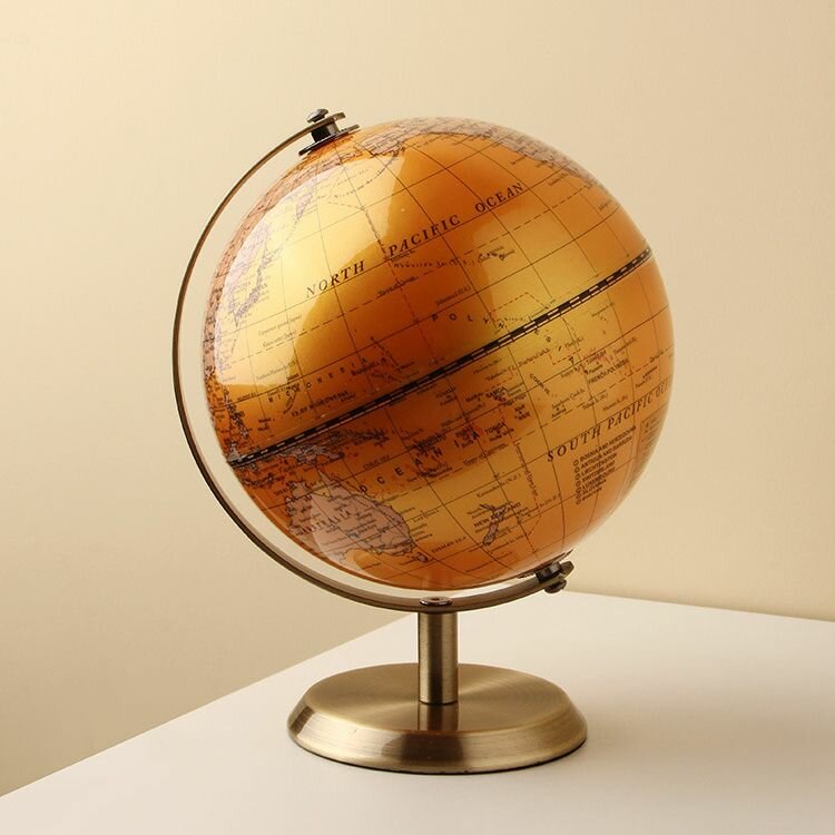 Роскошный глобус в стиле ретро, 23 см, на металлической подставке, двуязычный, на китайском и английском языках, черное золото.