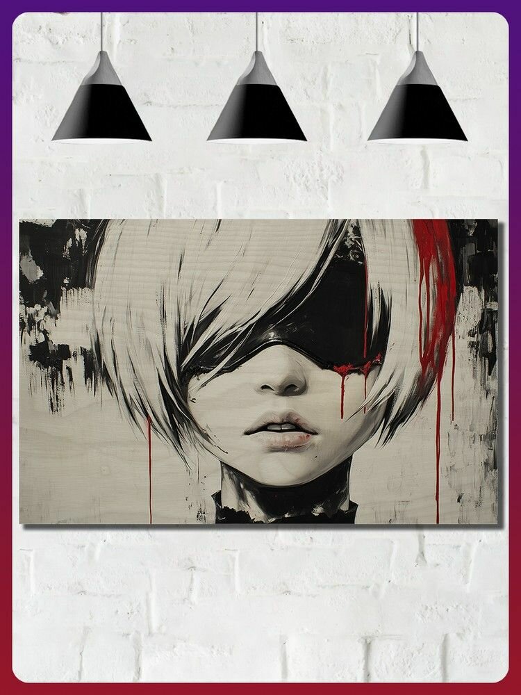 Картина интерьерная на дереве игра Nier Automata (2b, Нир, Yorha, туби, PS, PC, XBOX, SWITCH) - 22510096