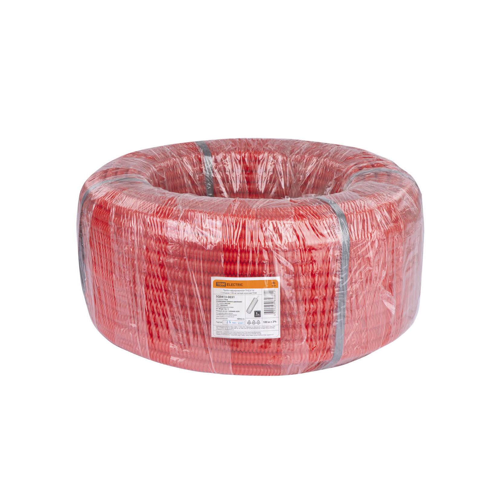 Труба гофрированная ПНД d 16 с зондом (100 м) легкая красная, TDM SQ0413-0031 (100 м.)