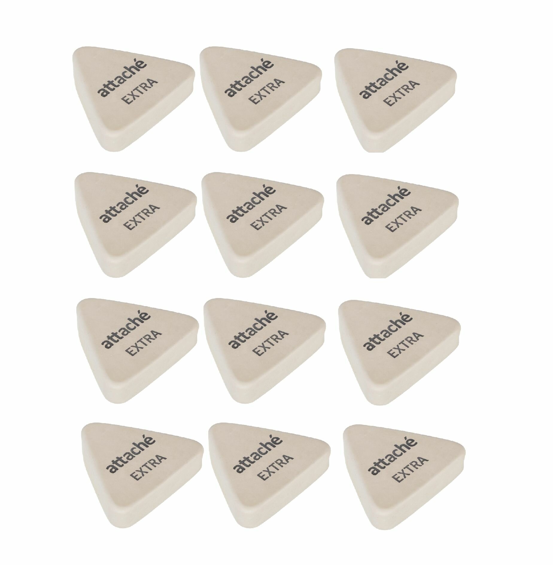 Attache Ластик треугольный Extra, натуральный каучук, 40x38x10мм, белый, 12 уп