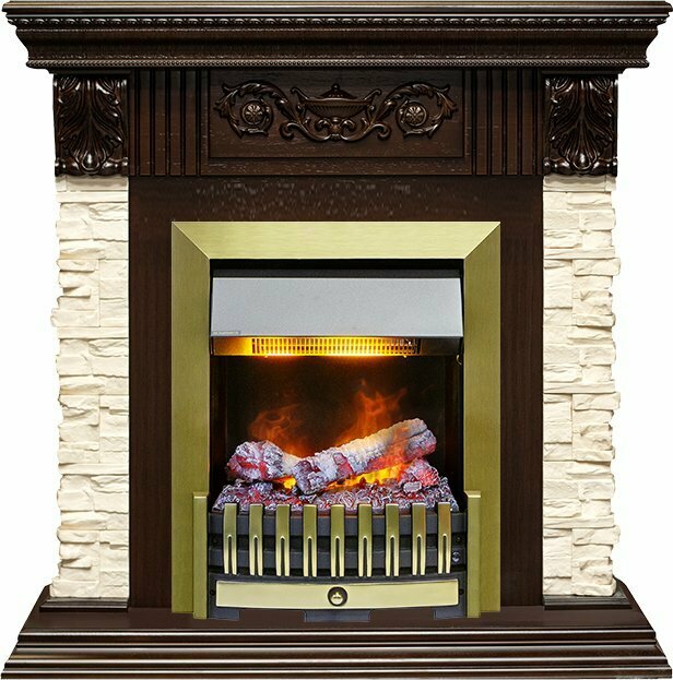 Dimplex Каминокомплект Luxemburg (каменный) - Сланец/Темный дуб с очагом Danville Antique Brass FB2