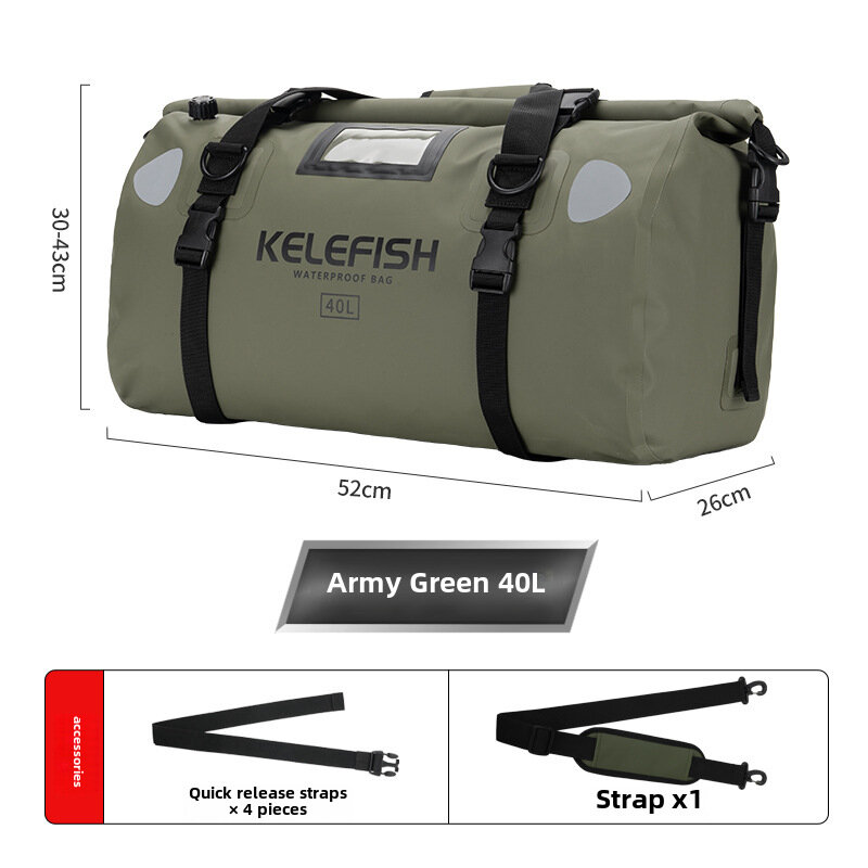 Мотоциклетная сумка KELEFISH, водонепроницаемая, ПВХ, 40л, зеленая