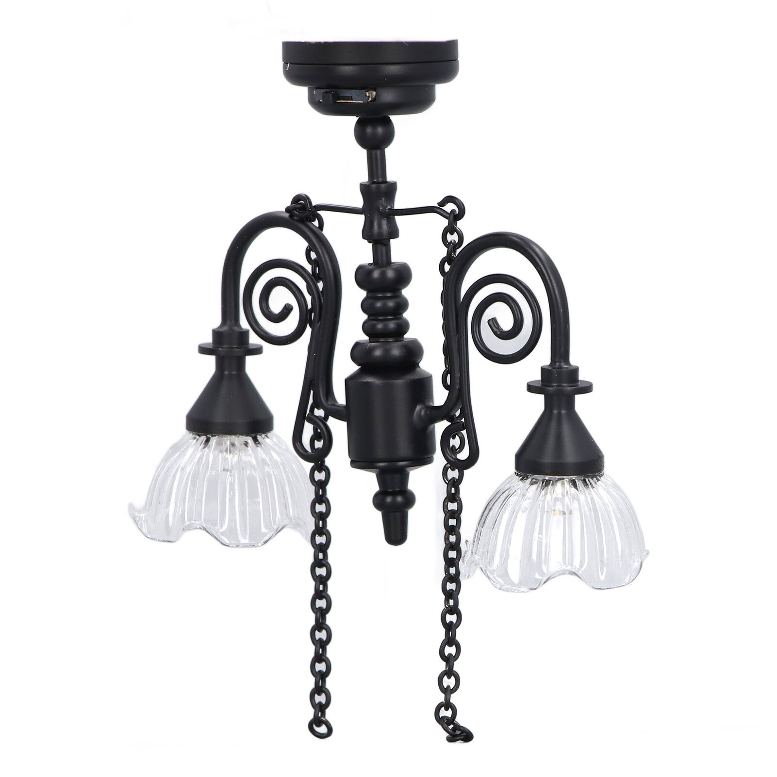 Потолочный свет кукольный домик многофункциональный ретро -изысканный симулятор инновационный цветок с двойной головкой 1:12 Миниатюрная потолочная лампа.