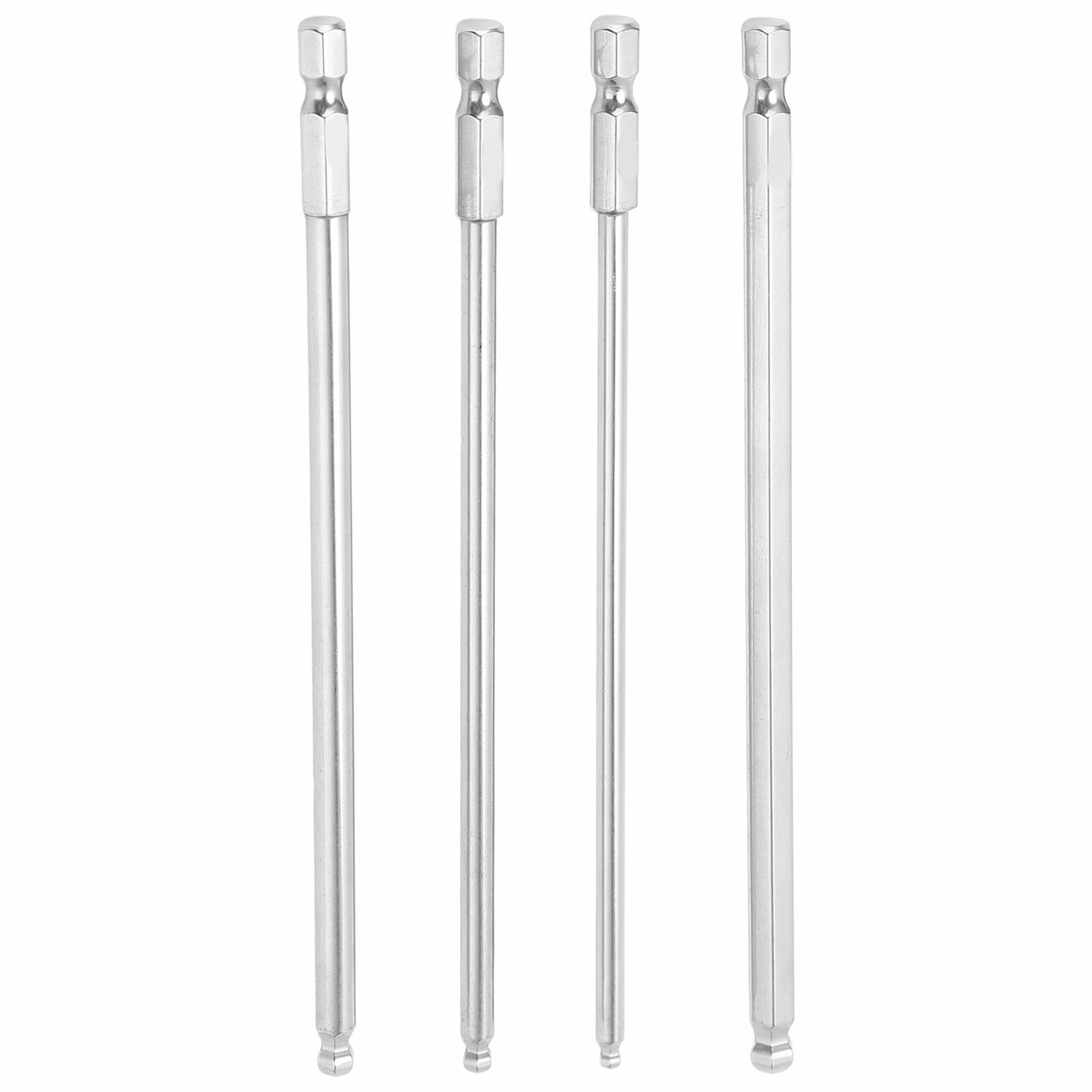 Набор из 4 магнитных шестигранных бит S2 с шаровой головкой, стальные метрические шестигранные биты с хвостовиком 1/4 дюйма, 150 мм, прочные