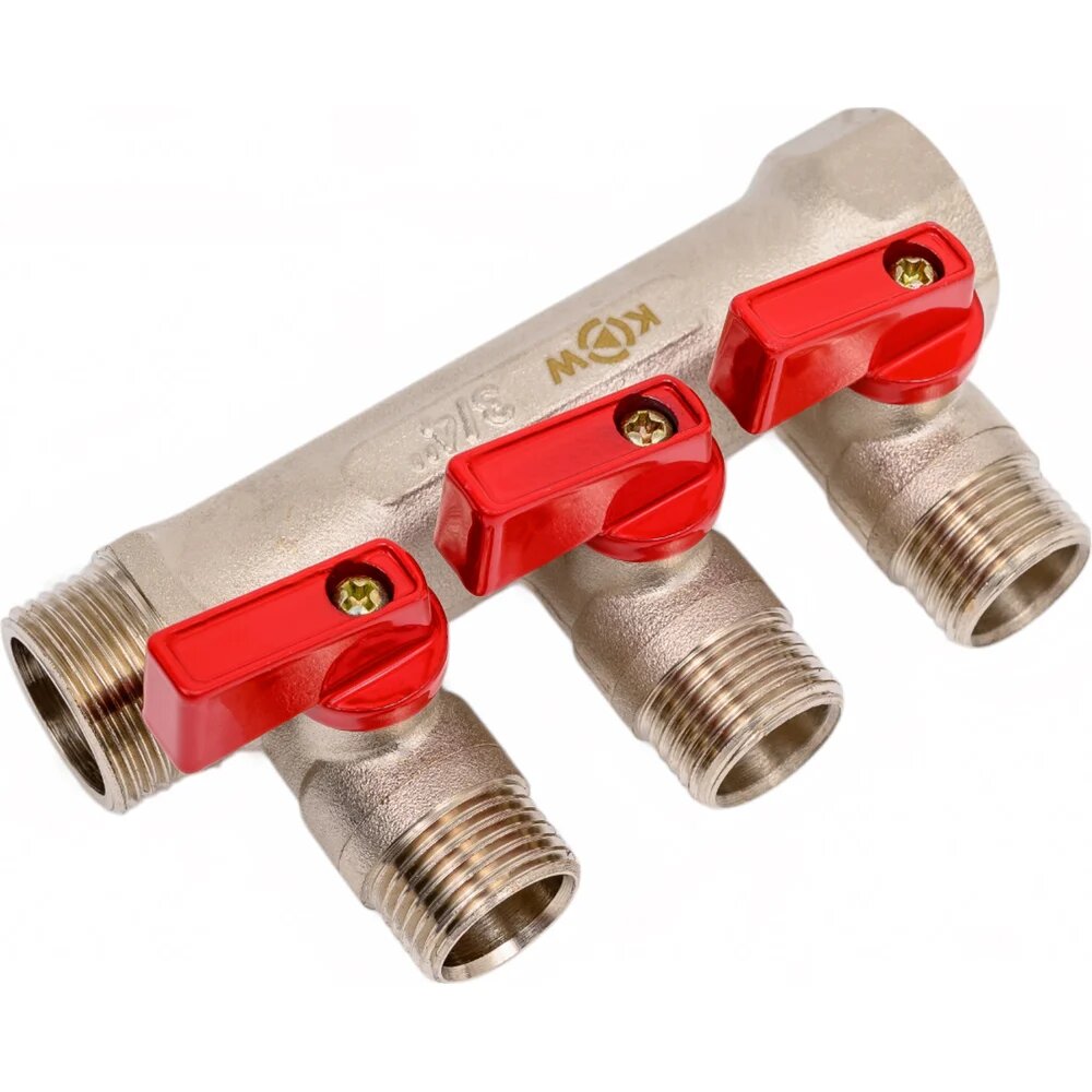 Коллектор KROMWELL с отсекающими шаровыми кранами 3 выхода 3/4" x 1/2" EU. ST3042135 3x34x12_k
