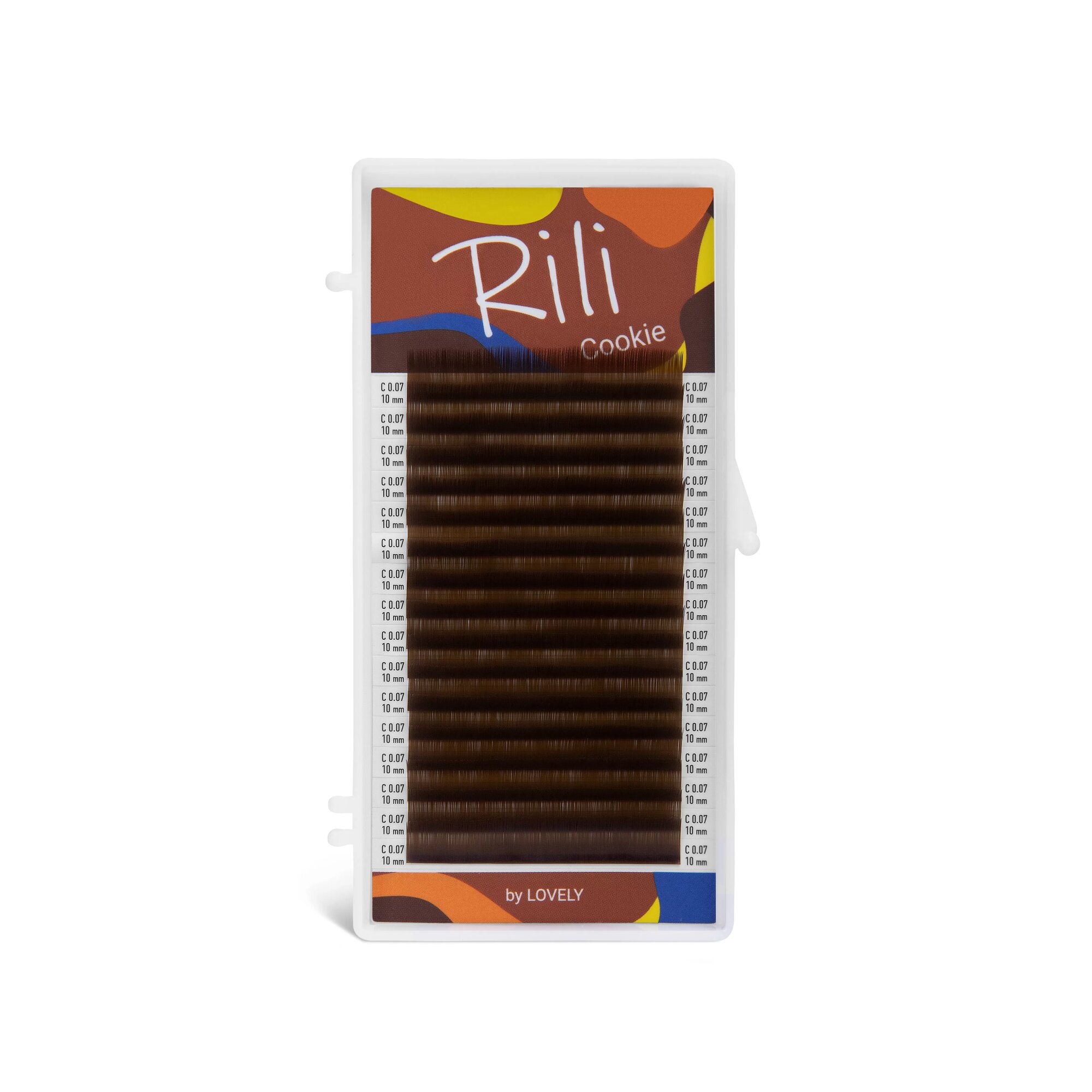 Ресницы RILI COOKIE коричневые. Единичные. Изгиб L. Длина 11mm. Толщина 0,07. 16 линий