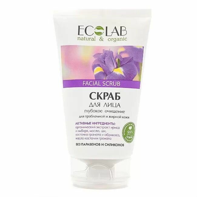 Скраб для лица Ecolab "Глубокое очищение" для проблемной и жирной кожи, 150 мл