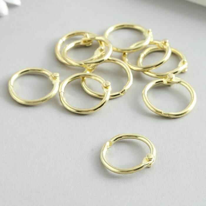 Кольца для фотоальбомов Арт Узор золото d 2 см, набор 10 шт