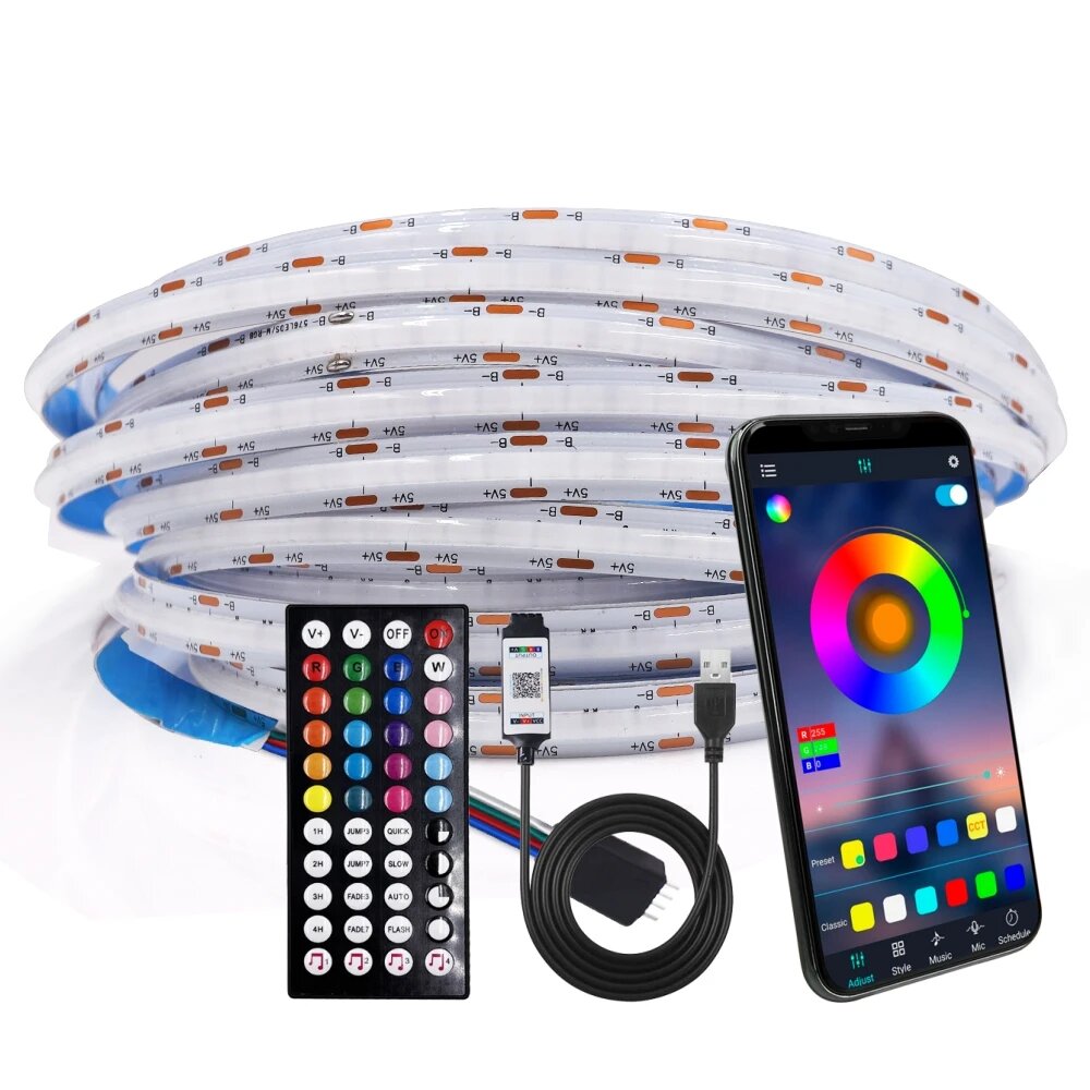RGB светодиодная лента 2м, 576 LEDs/m, Bluetooth, 44Key