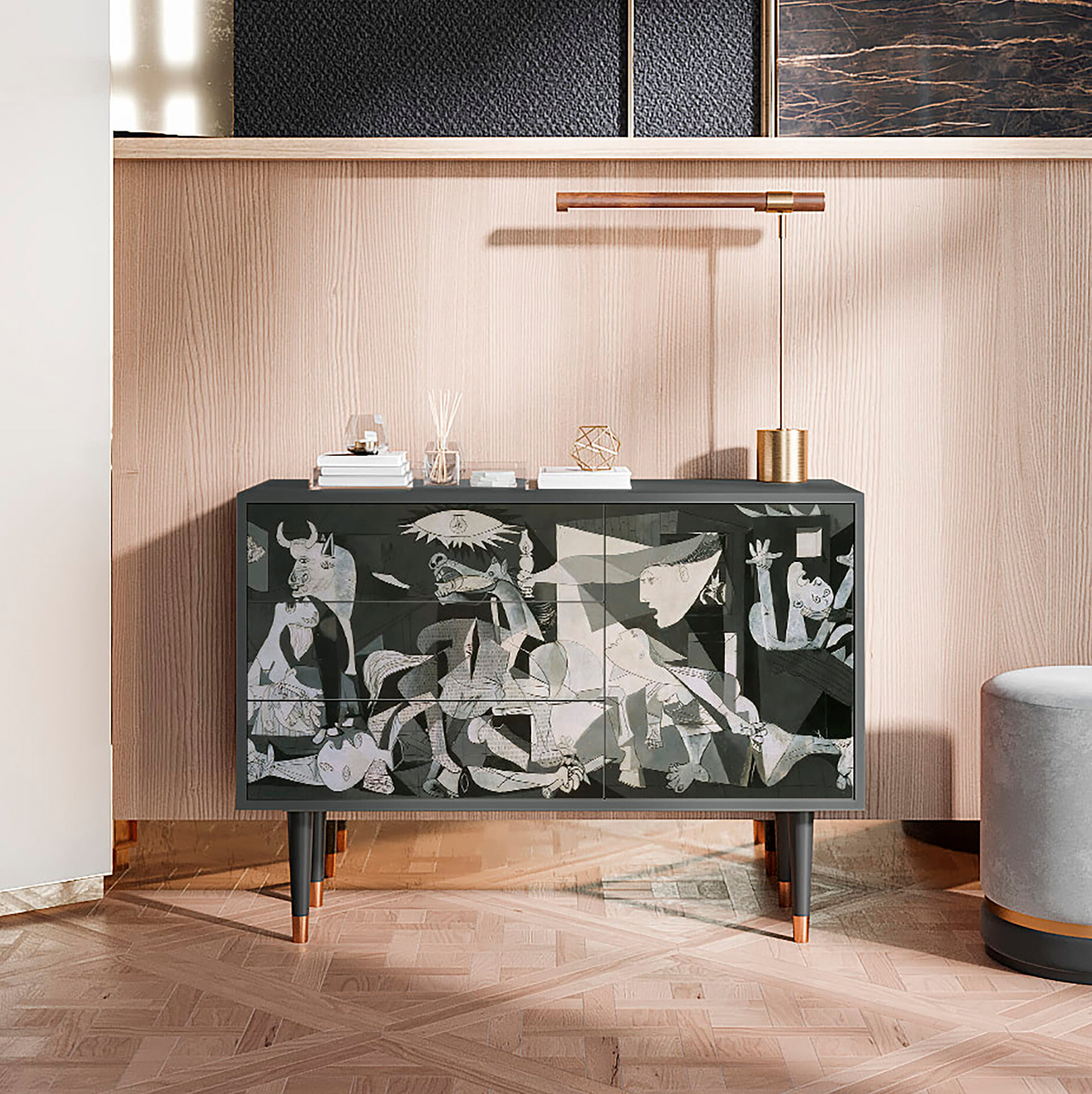 Комод - STORYZ - S3 Guernica by Pablo Picasso, Размер - 115 x 84 x 41 см, Цвет корпуса - , Антрацит