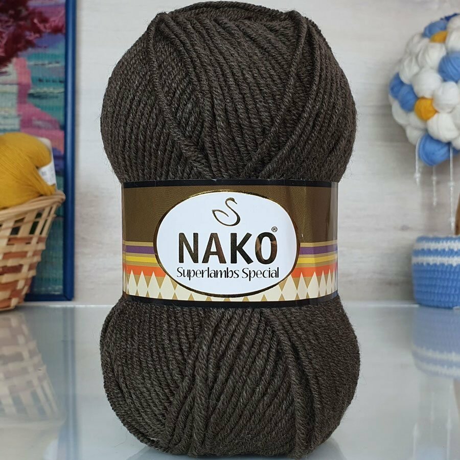 Пряжа Nako SUPERLAMBS SPECIAL 4932 кофейный (5 мотков)