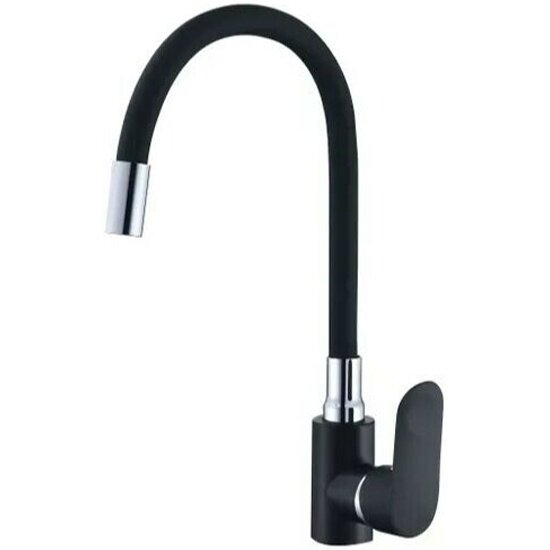 Смеситель для кухни с гайкой, с силиконовым изливом Ammore A5508-A, чёрный