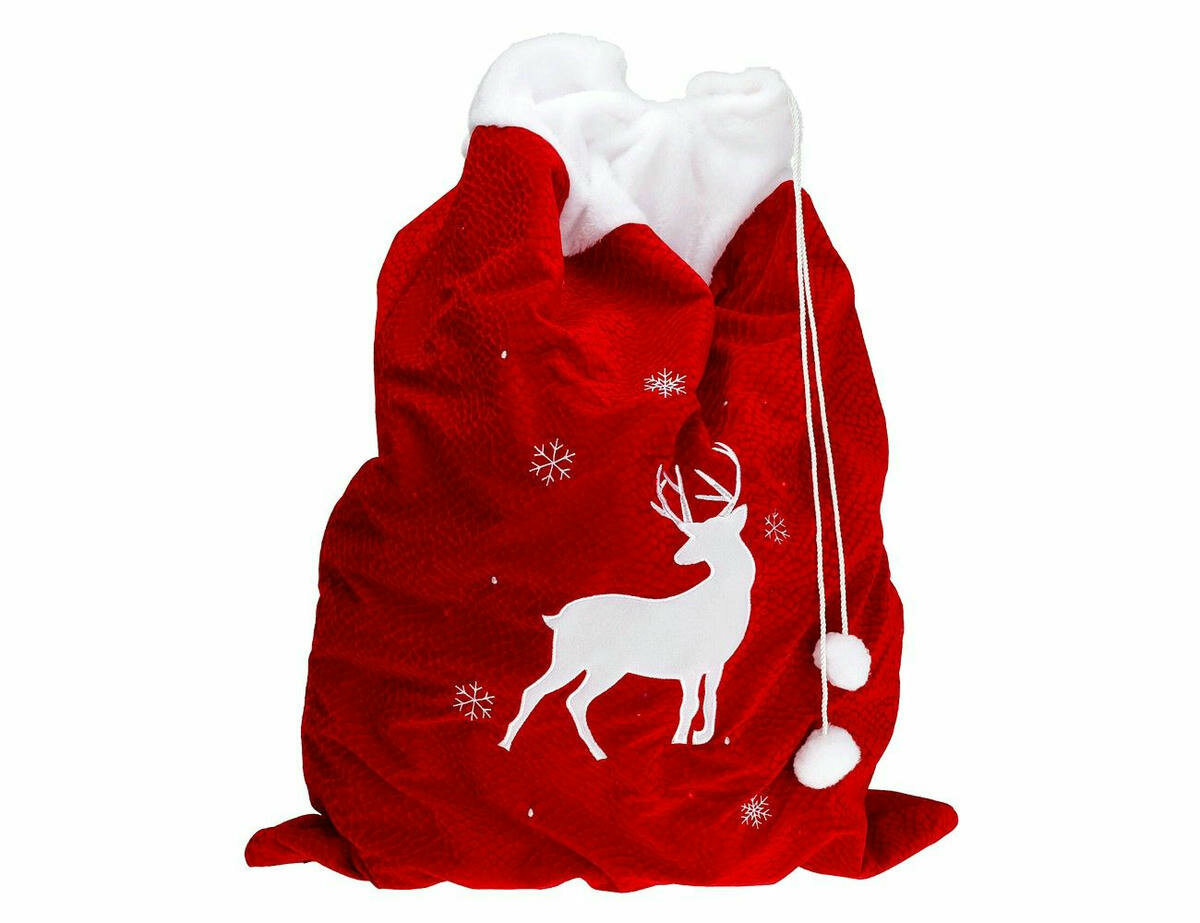 Мешок Деда Мороза, текстиль, 24 тёплых белых LED-огня, 90 см, Koopman International