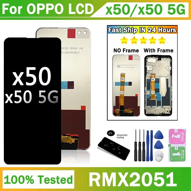 Качество AAA 6,57 "для OPPO Realme X50 5G Global LCD RMX2144 Дисплей с цифровым X50 5G With Frame