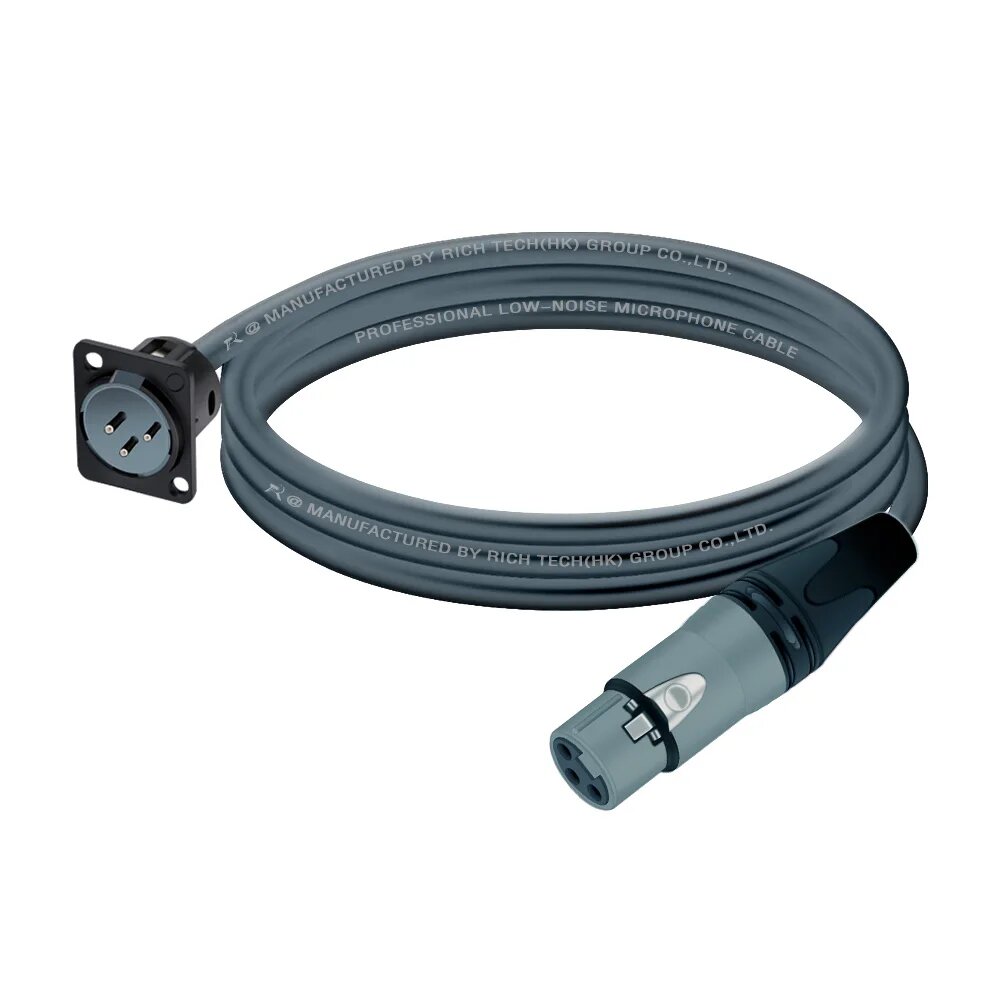 XLR кабель микрофонный 10M M-GY-to F-Gray-BK