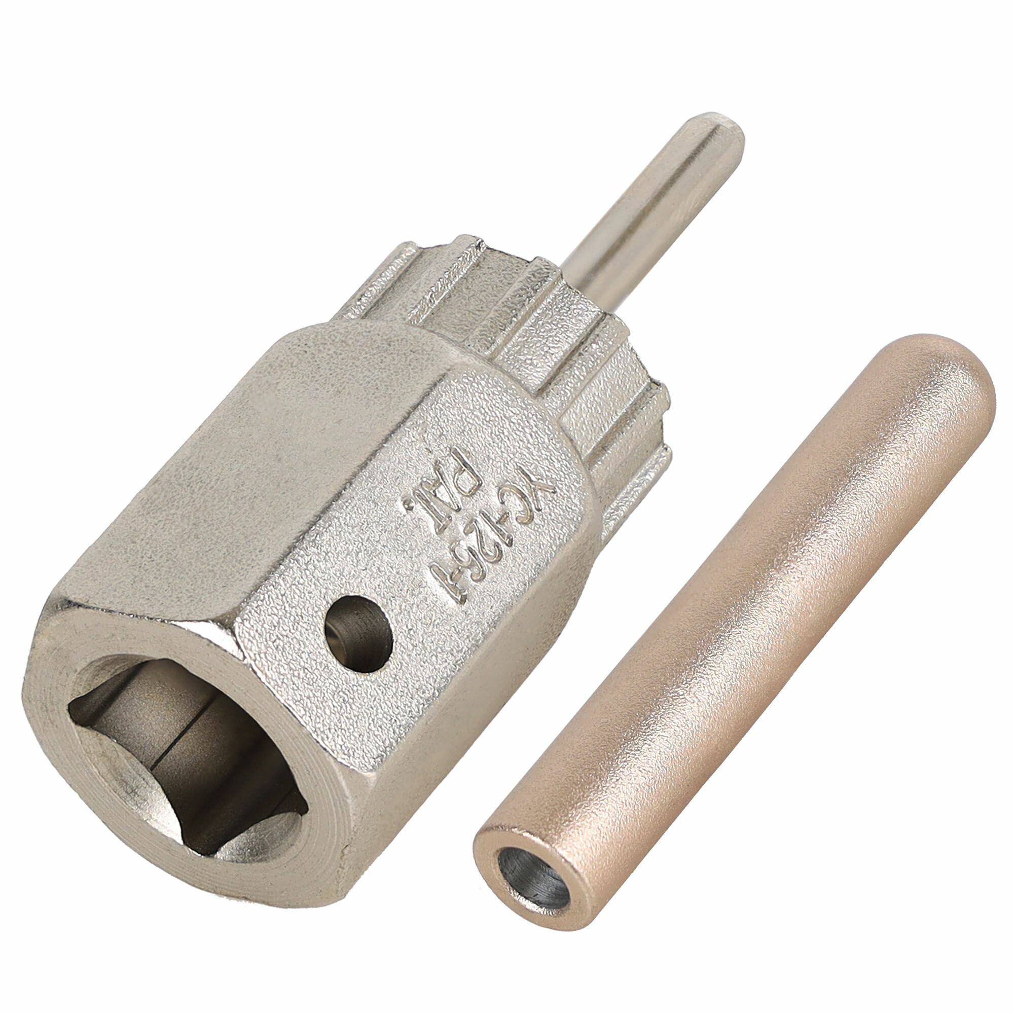 Съемник кассеты BIKE HAND YC-126-6A-10 профи, для втулок со вставной 10мм осью, под ключ на 24 или вороток на 1/2, серебристый