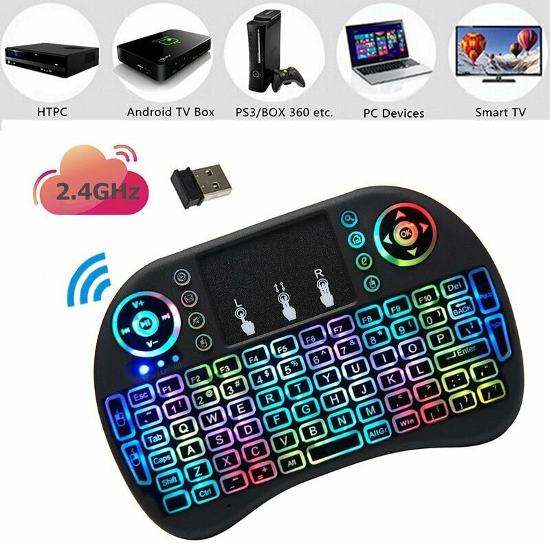 2.4G Беспроводная клавиатура мини - мыши 3 - цветная подсветка