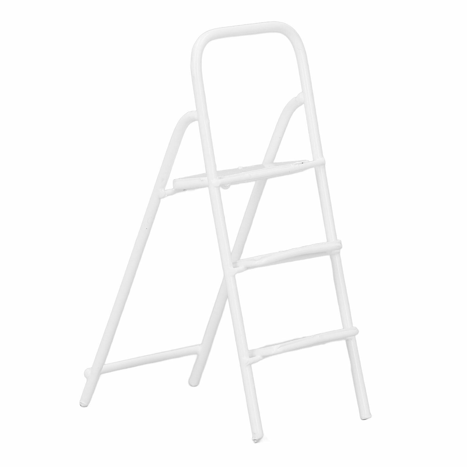 Миниатюрная стремянка 1/12 из металла с тонкой текстурой, миниатюрная 3-ступенчатая лестница для кукольного домика, аксессуары, белая.