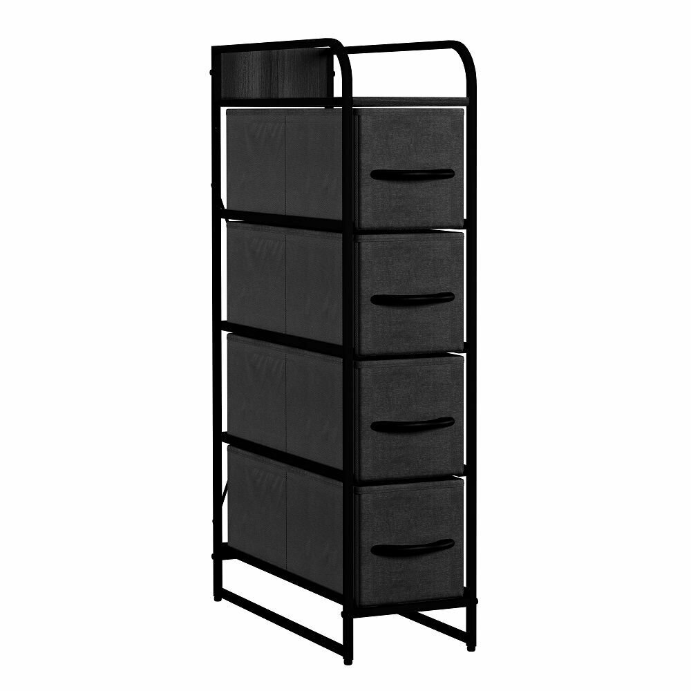 Комод для одежды Ноа 4 ящика узкий, Каркас Черный, Темно-серый